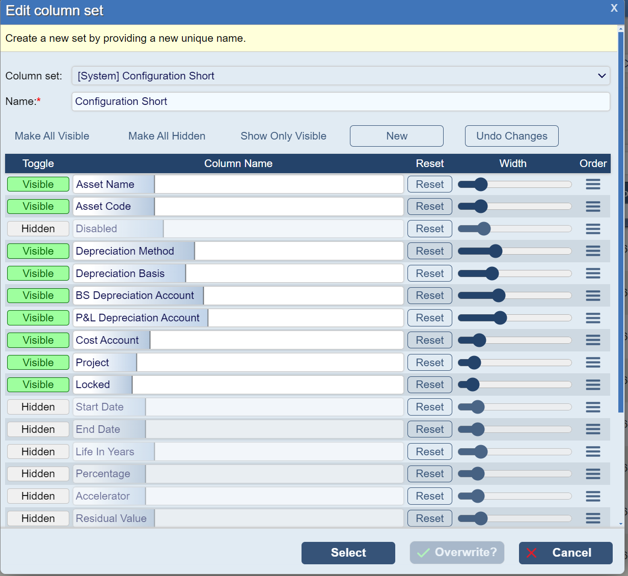 Fixed Assets Register