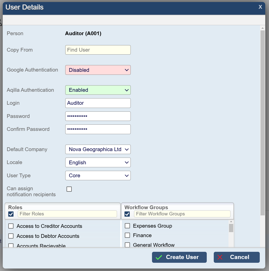 Auditor Access